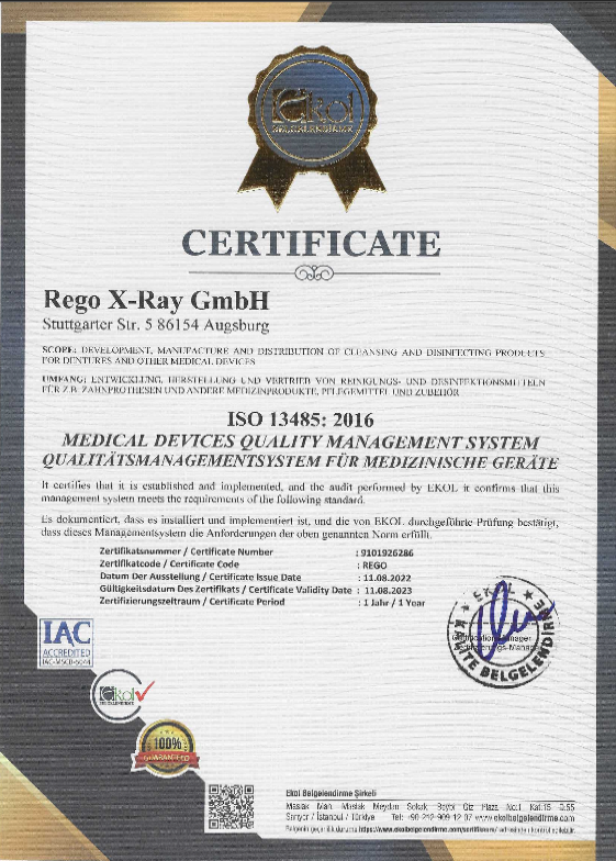 Certification - Rego X-Ray