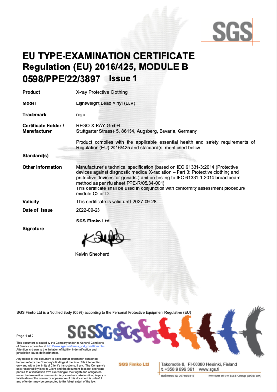 Certification - Rego X-Ray