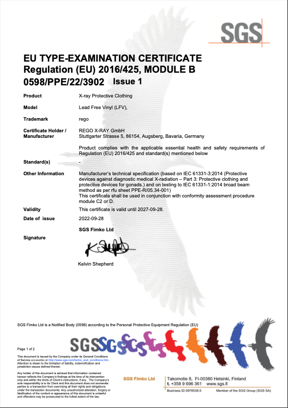 Certification - Rego X-Ray