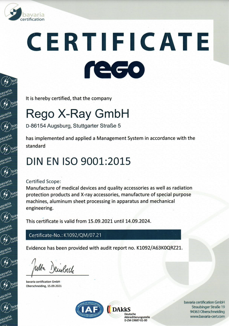 Certification - Rego X-Ray